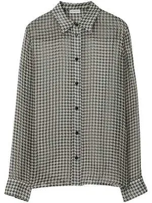 Burberry Houndstooth-print Silk Shirt