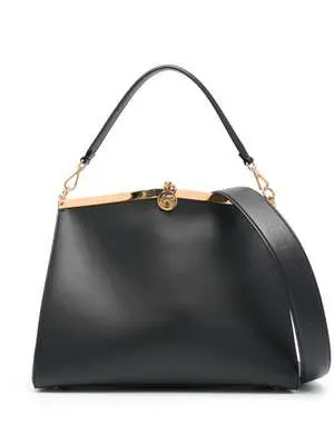 Etro Large Leather Vela Bag With Pegaso Medallion - Black