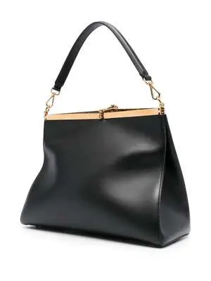 Etro Large Leather Vela Bag With Pegaso Medallion - Black