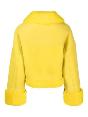 Gcds Shearling-collar Leather Jacket