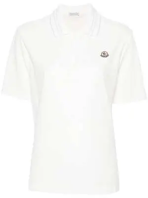 Moncler Appliqué-logo Cotton Polo Shirt - Neutrals