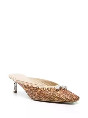 Gcds Monogram-embossed Raffia Mules