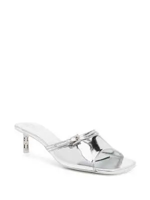 Gcds Mirrored Leather Sandals - Silver