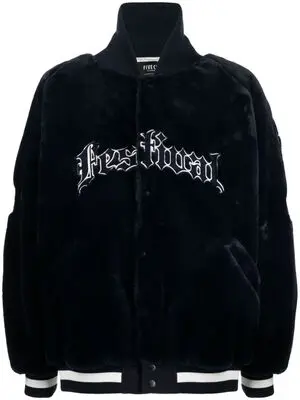 FIVE CM Logo-embroidered Faux-fur Baseball Jacket