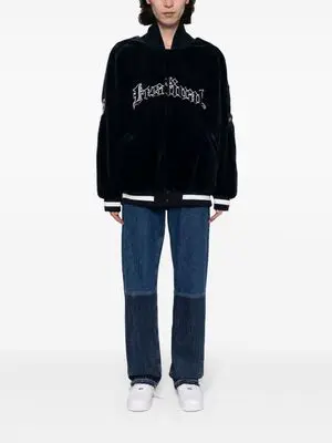 FIVE CM Logo-embroidered Faux-fur Baseball Jacket