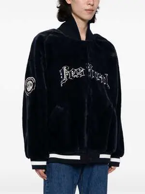 FIVE CM Logo-embroidered Faux-fur Baseball Jacket