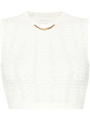 Palm Angels Chain-embellished Knitted Vest - White