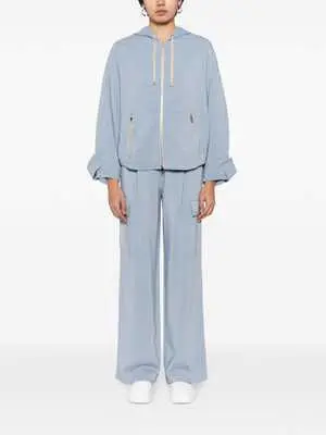 Lorena Antoniazzi Stretch-virgin Wool Hooded Jacket - Blue