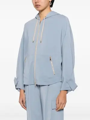 Lorena Antoniazzi Stretch-virgin Wool Hooded Jacket - Blue
