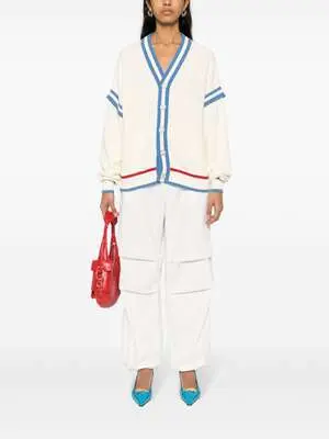 Gcds Logo-patch Cotton Cardigan - White