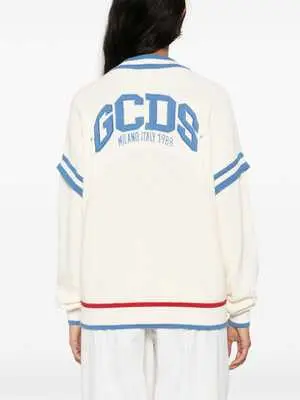 Gcds Logo-patch Cotton Cardigan - White