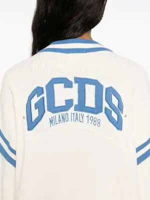 Gcds Logo-patch Cotton Cardigan - White
