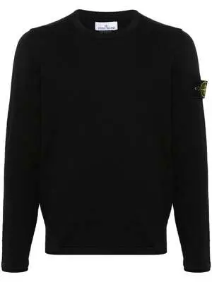 Stone Island Logo Patch Sweater - Black