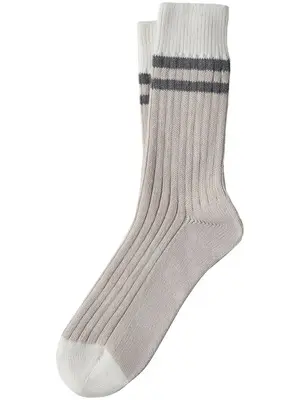 Brunello Cucinelli Stripe-detail Cotton Socks - Neutrals