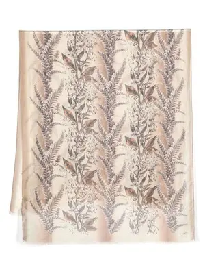 Etro Floral-print Frayed Scarf - Brown