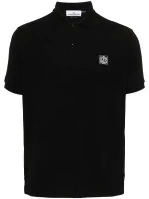 Stone Island Compass-appliqué Polo Shirt - Black