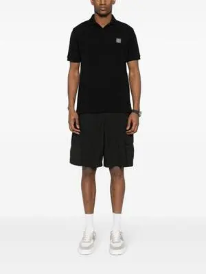 Stone Island Compass-appliqué Polo Shirt - Black