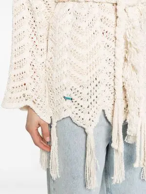 Alanui Chevron-knit Fringed Cardigan
