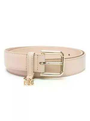 Dolce & Gabbana Logo Charm Leather Belt - Neutrals