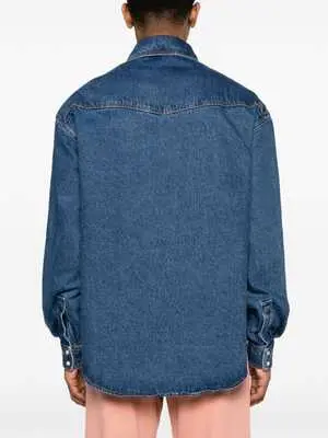 Palm Angels Logo-embroidered Denim Shirt - Blue