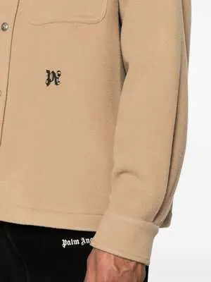 Palm Angels Logo-embroidered Shirt Jacket - Neutrals