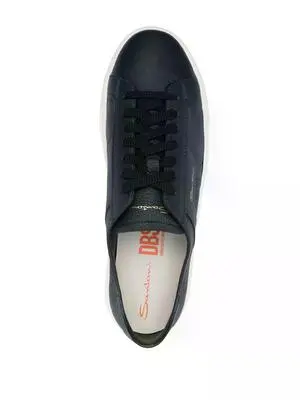 Santoni Grained Leather Sneakers - Blue