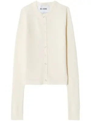 RE/DONE Waffle-knit Round-neck Cardigan