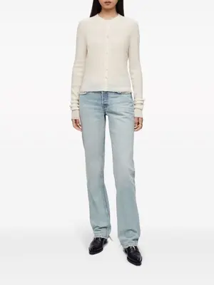 RE/DONE Waffle-knit Round-neck Cardigan