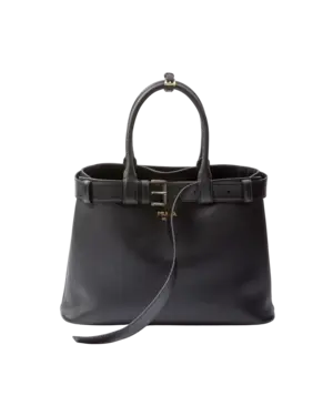 Prada Buckle Leather Handbag - Black