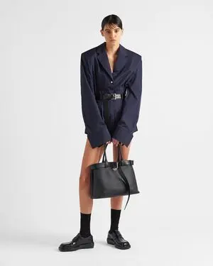 Prada Buckle Leather Handbag - Black