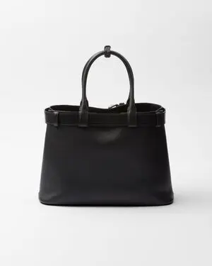 Prada Buckle Leather Handbag - Black
