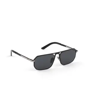 Prada Sunglasses With Metal Frame And Iconic Metal Plaque