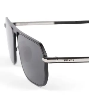 Prada Sunglasses With Metal Frame And Iconic Metal Plaque