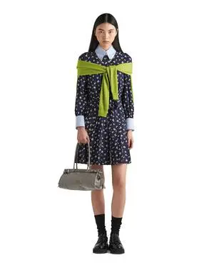 Prada Bonnie Medium Leather Handbag - Grey
