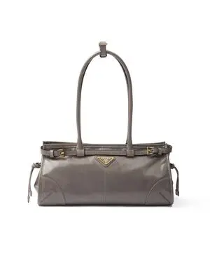Prada Bonnie Medium Leather Handbag - Grey