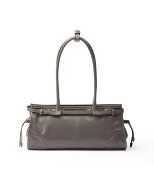 Prada Bonnie Medium Leather Handbag - Grey
