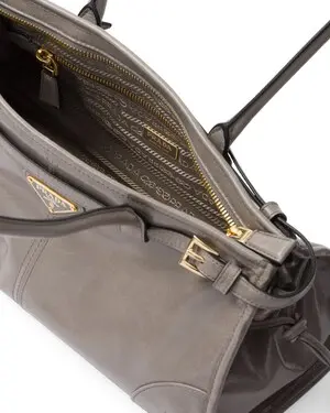 Prada Bonnie Medium Leather Handbag - Grey