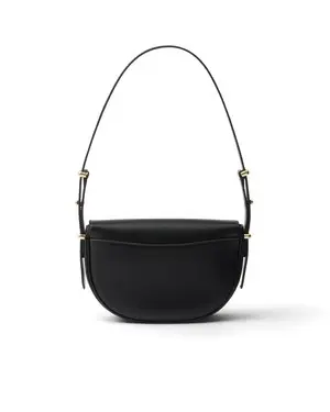 Prada Arqué Leather Shoulder Bag With Flap - Black