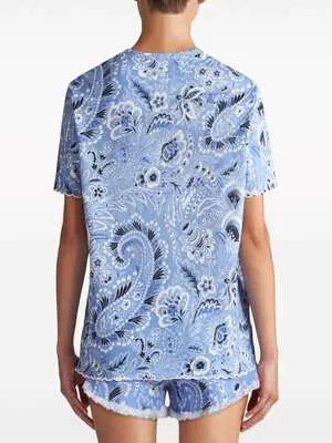 Etro Bandana-print Cotton T-shirt - Blue