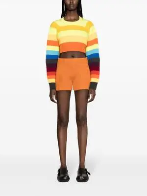 Alanui Ribbed-knit Thigh-high Shorts - Orange