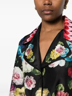 Dolce & Gabbana Floral-print Silk Shirt - Black