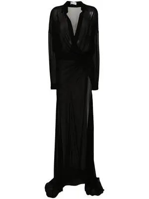 MONOT Sheer Maxi Shirt Dress