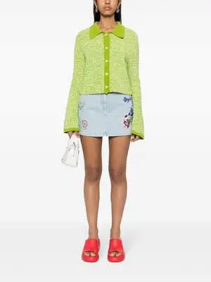 Kenzo Floral-embroidered Denim Mini Skirt