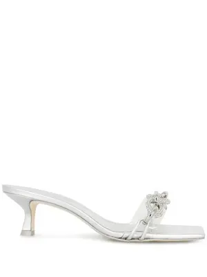 Cult Gaia Lynn Metallic Leather Sandals - Silver