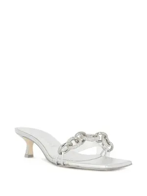 Cult Gaia Lynn Metallic Leather Sandals - Silver