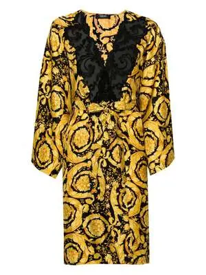 Versace Barocco-print Silk Robe