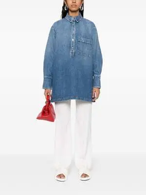 Plan C Side-buttoned Denim Shirt