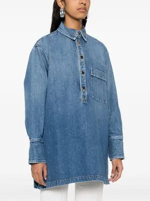Plan C Side-buttoned Denim Shirt