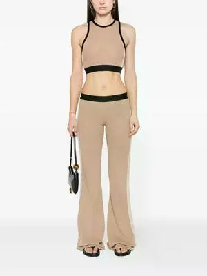 Palm Angels Logo-tape Knitted Flared Trousers - Neutrals