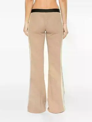 Palm Angels Logo-tape Knitted Flared Trousers - Neutrals